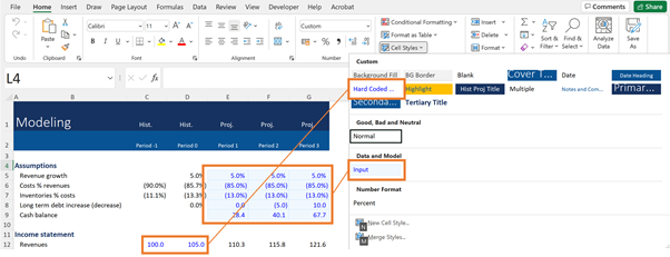 Financial Model Formatting Cell Styles Financial Edge